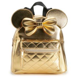 Disney | Bags | Disneys Golden Minnie Mouse Mini Backpack With Bow And ...